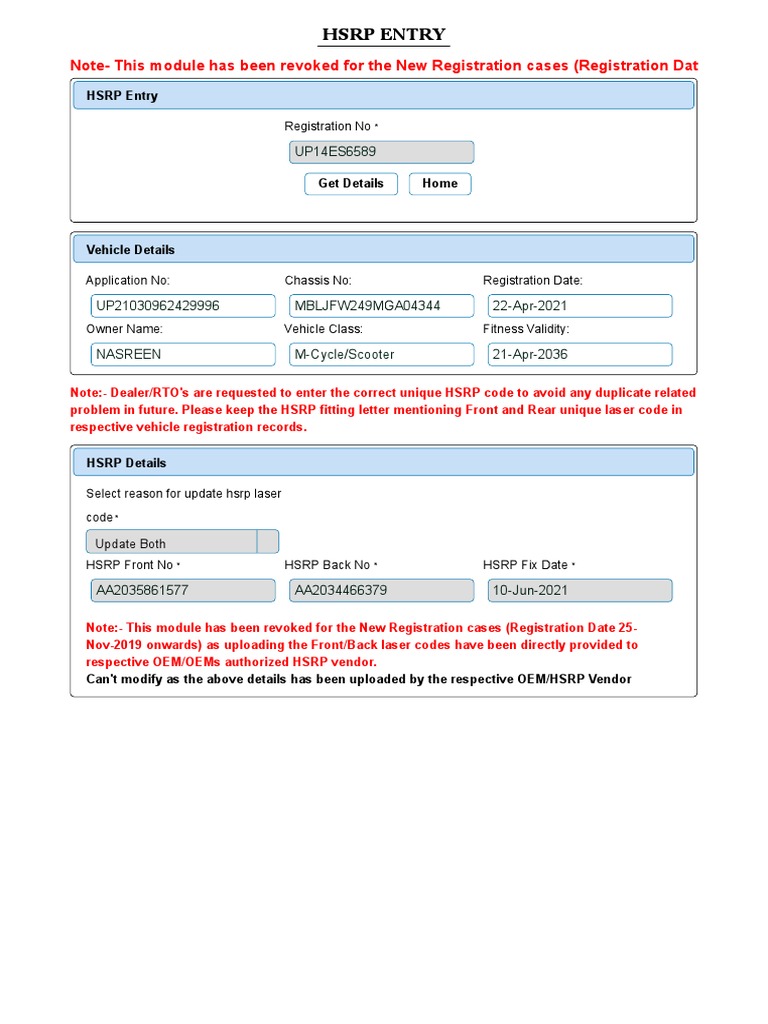 Note-This Module Has Been Revoked For The New Registration Cases ...