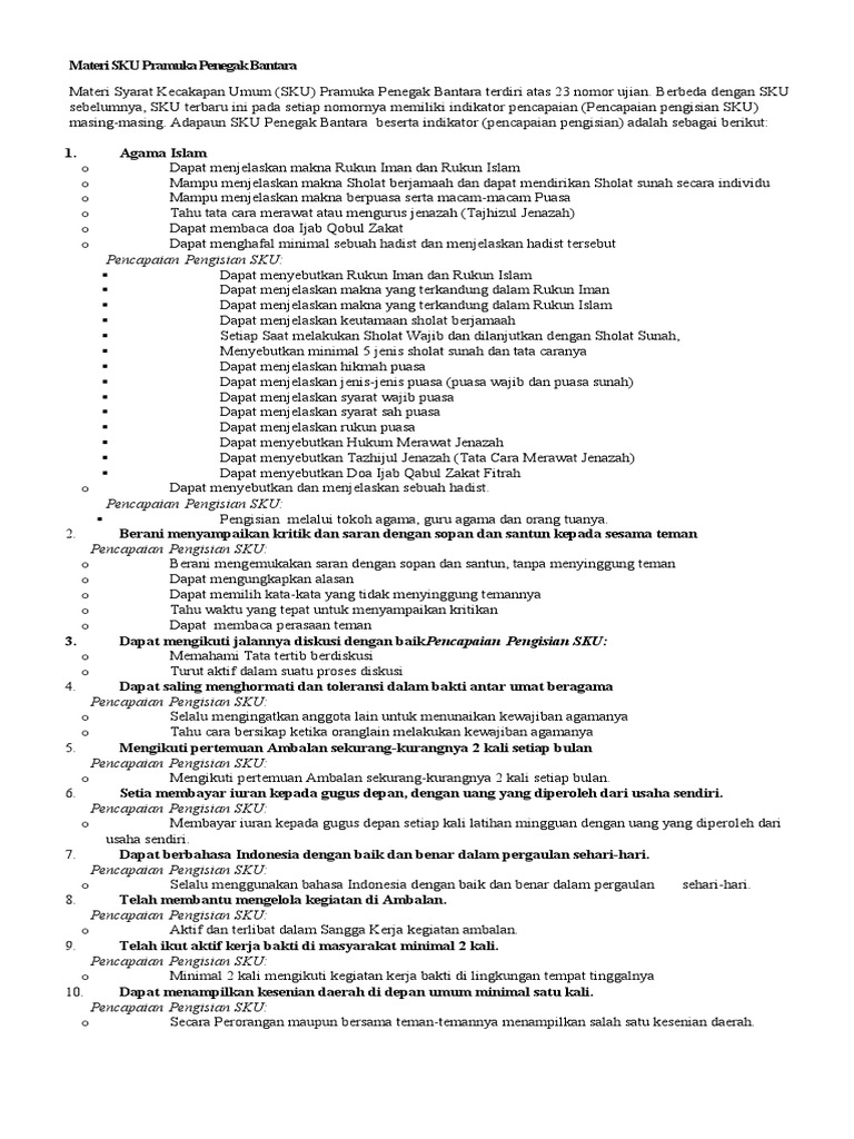Materi SKU Pramuka Penegak Bantara | PDF