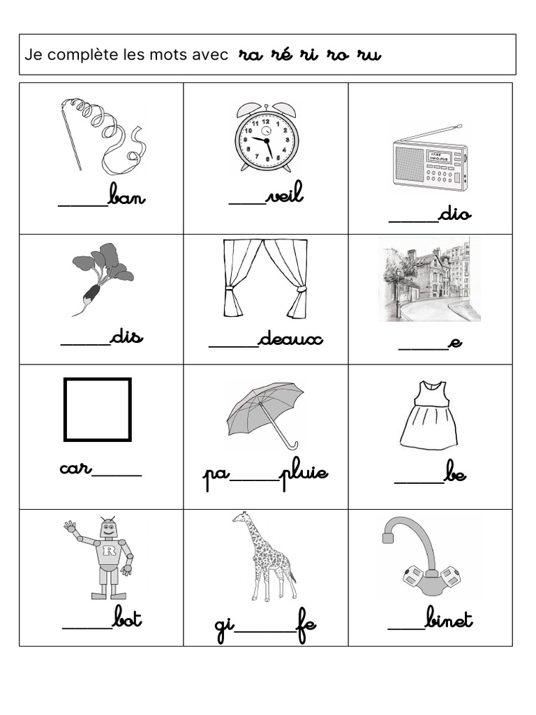 Mots avec ra, ré, ri, ro, ru | PDF