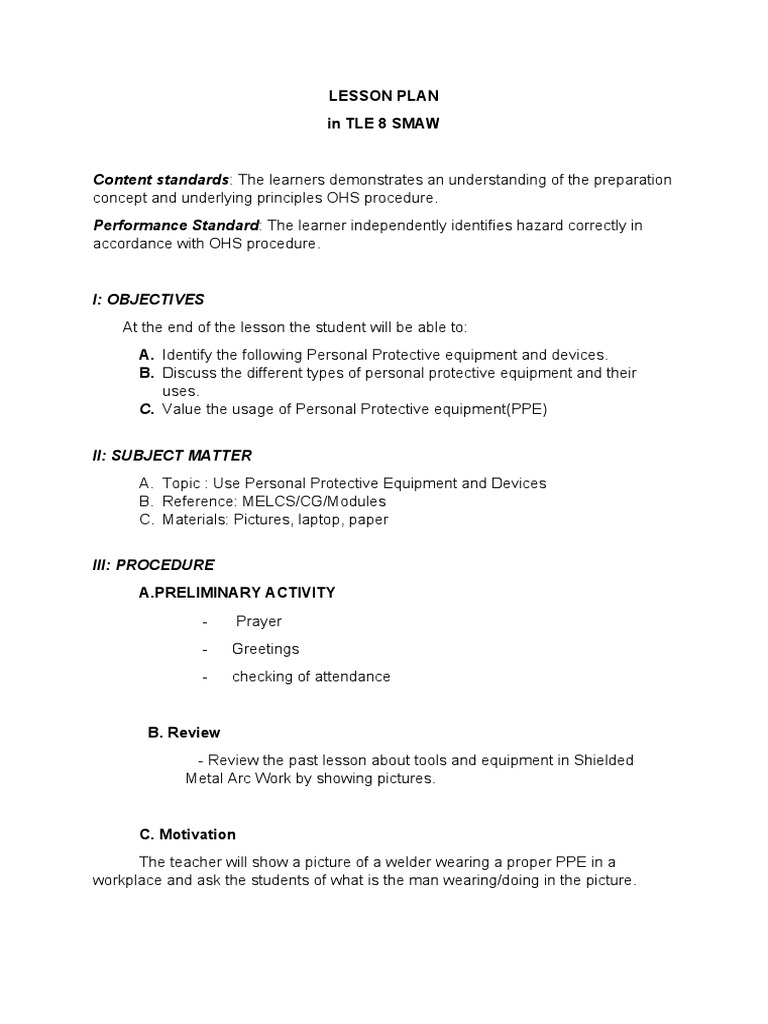 Lesson Plan Smaw2 | Download Free PDF | Personal Protective Equipment ...