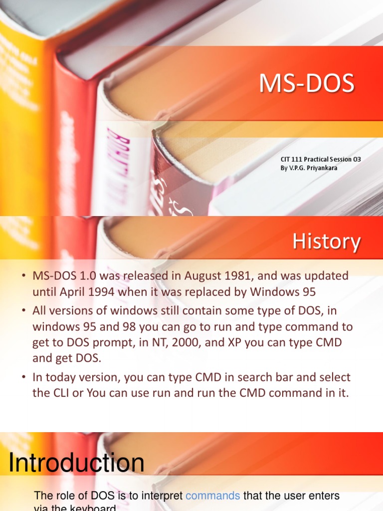 Ms Dos Cit 111 Practical Session 03 By V P G Priyankara Pdf Command Line Interface