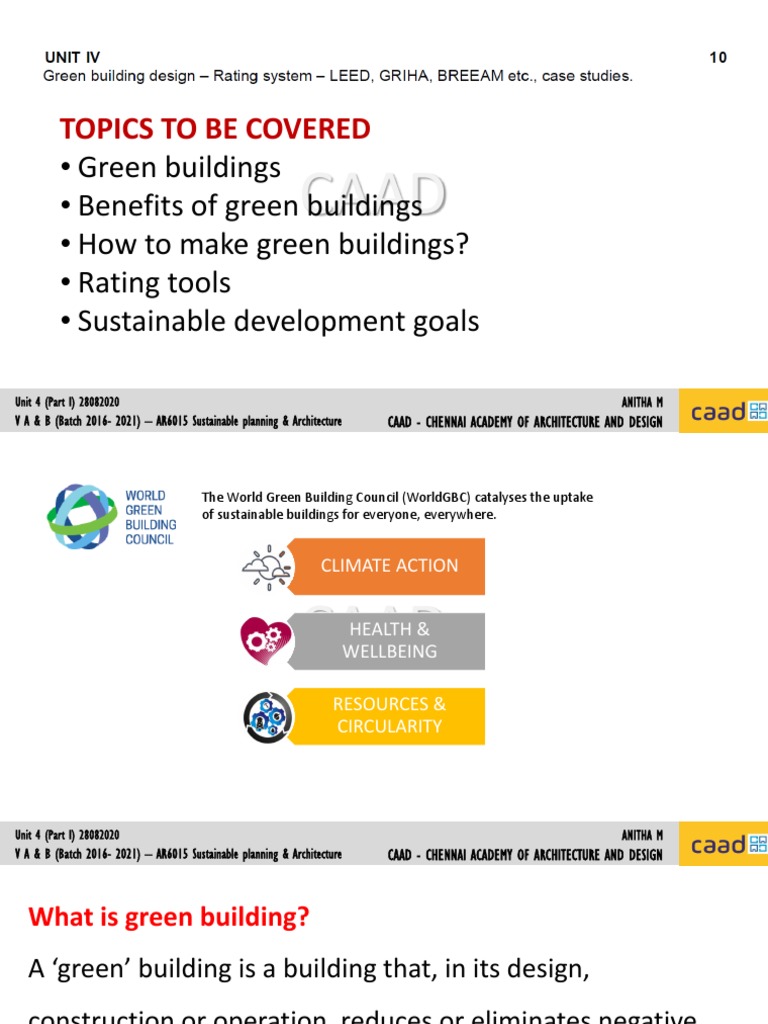 Unit 4: Sustainable Planning and Architecture, B.arch | PDF | Green ...