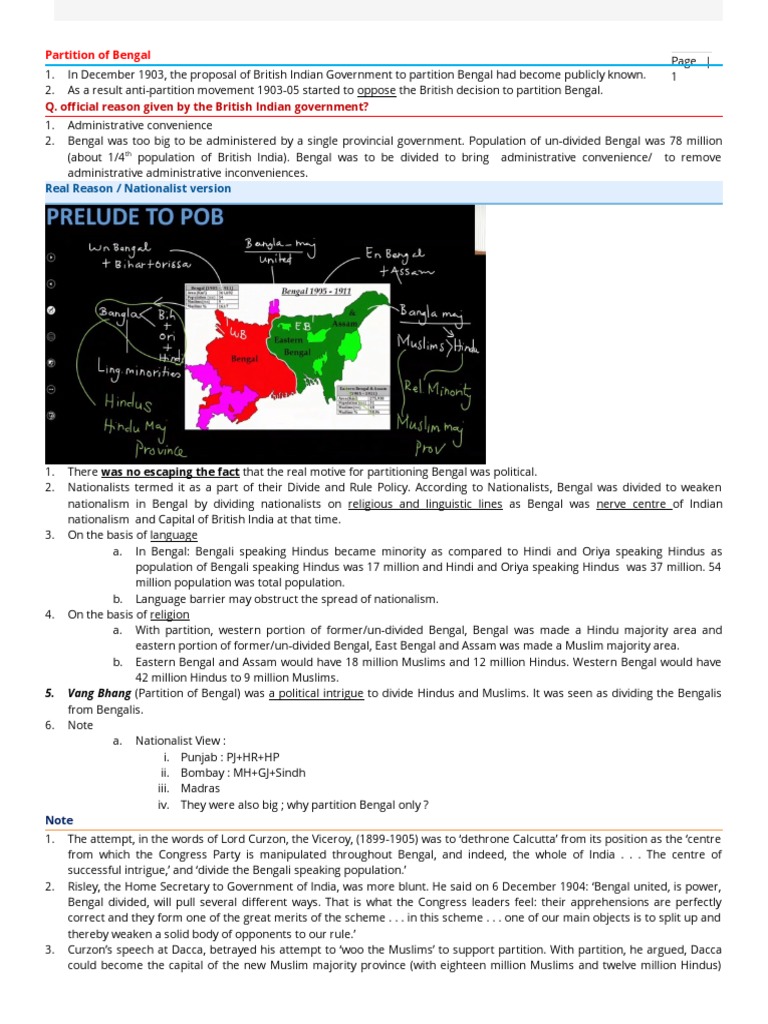 Modern History - U06 - CH02 - Partition of Bengal - Swadeshi Movement ...