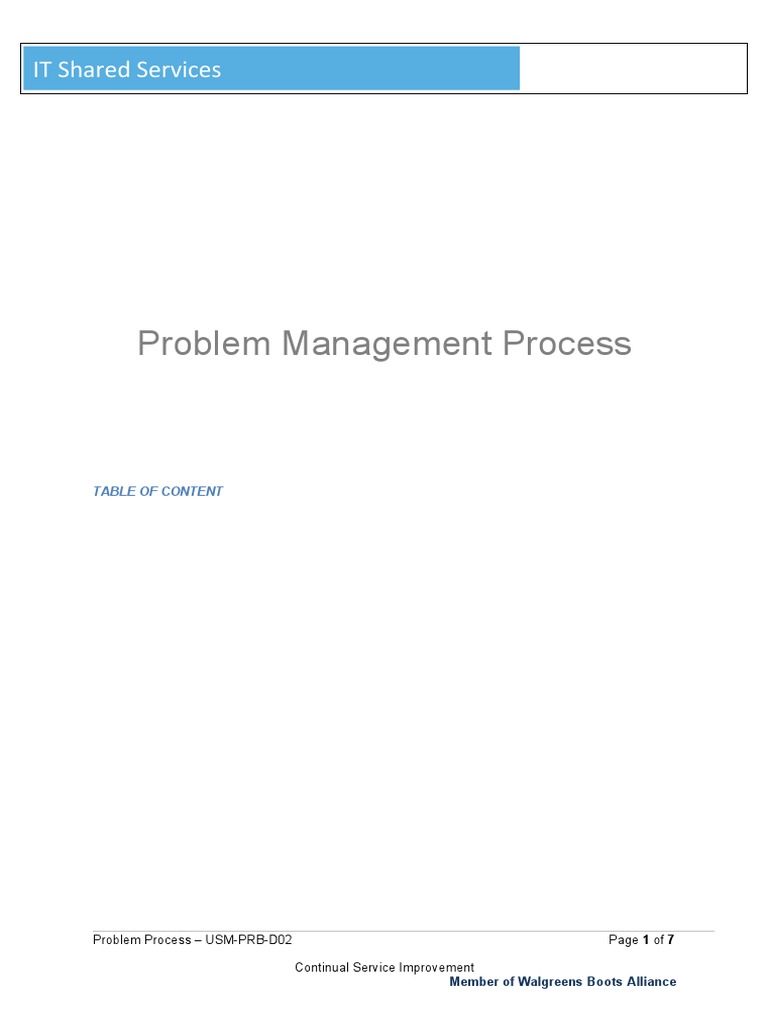 Problem Management Process Document V1.9 | PDF | Incident Management ...