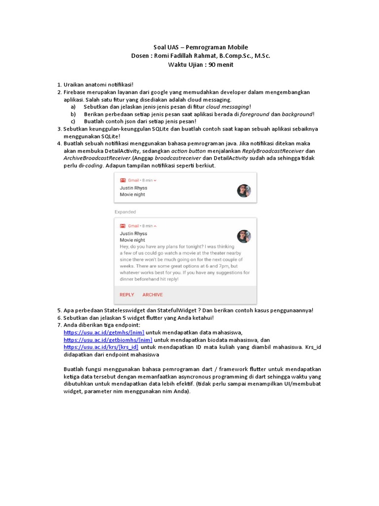 Soal UAS Mobile 2020 | PDF