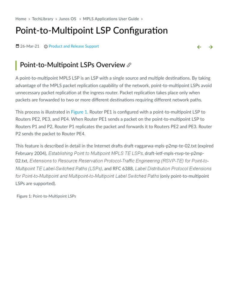 Point-to-Multipoint LSP Configuration | PDF | Multiprotocol Label Switching | Networking