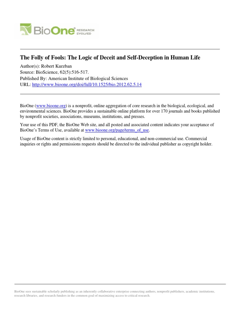 Folly of Fools - Review 3 | PDF | Human Nature | Psychology