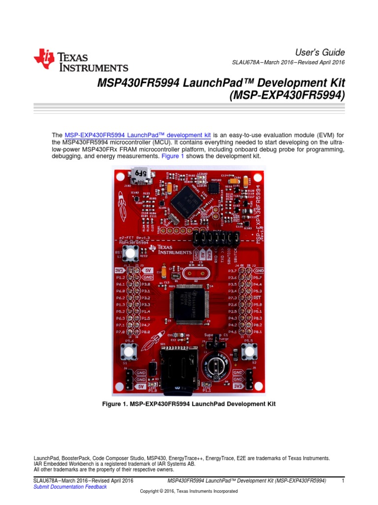 MSP430FR5994 LaunchPad Development Kit2151501 | PDF | Microcontroller | Usb