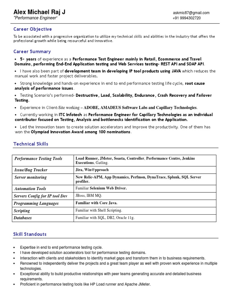 Alex Resume - Performance Testing | PDF | Net Beans | Applications ...