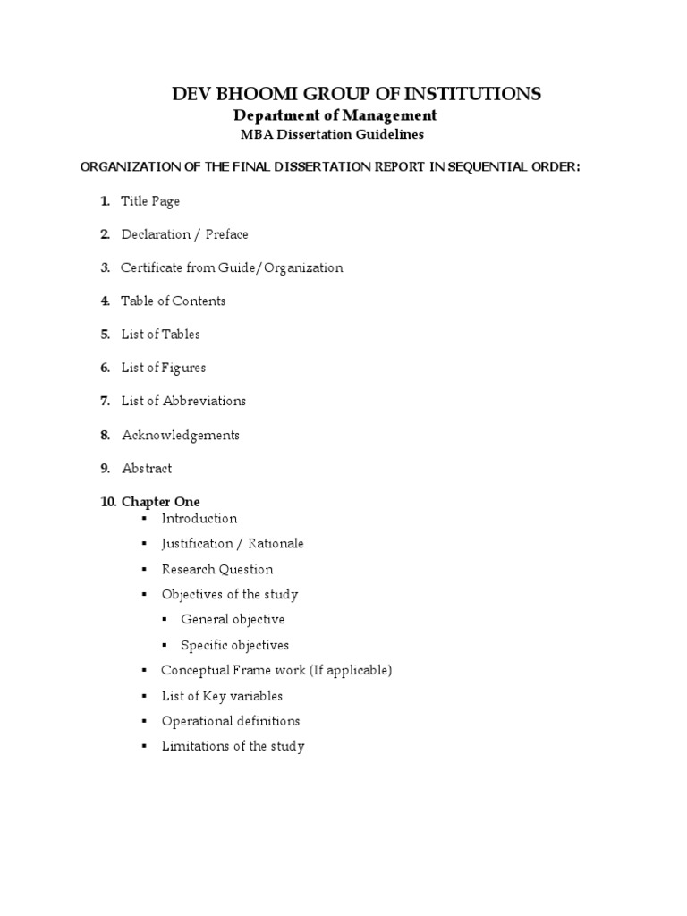 MBA Dissertation Structure Guidelines | PDF | Thesis | Science