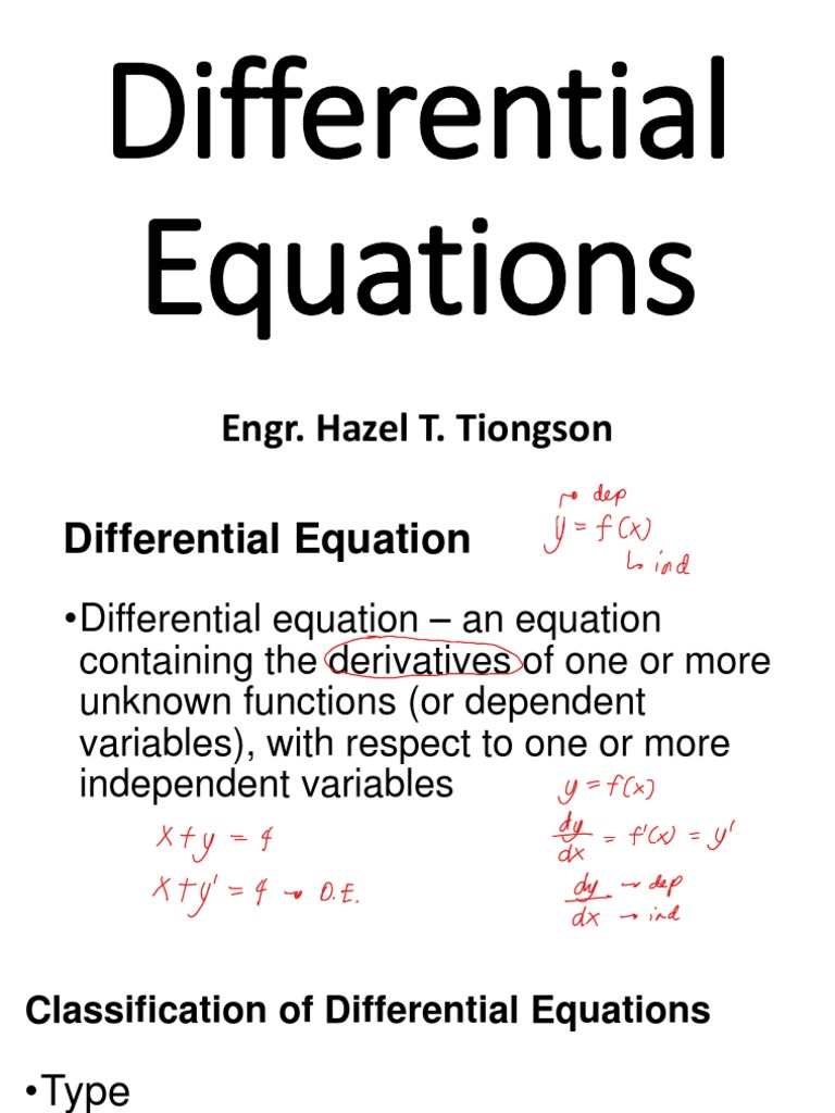 Classification of Differential Equations | PDF | Equations | Ordinary ...