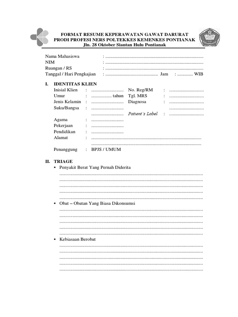 Form Igd Yang Lebih Rapi | PDF