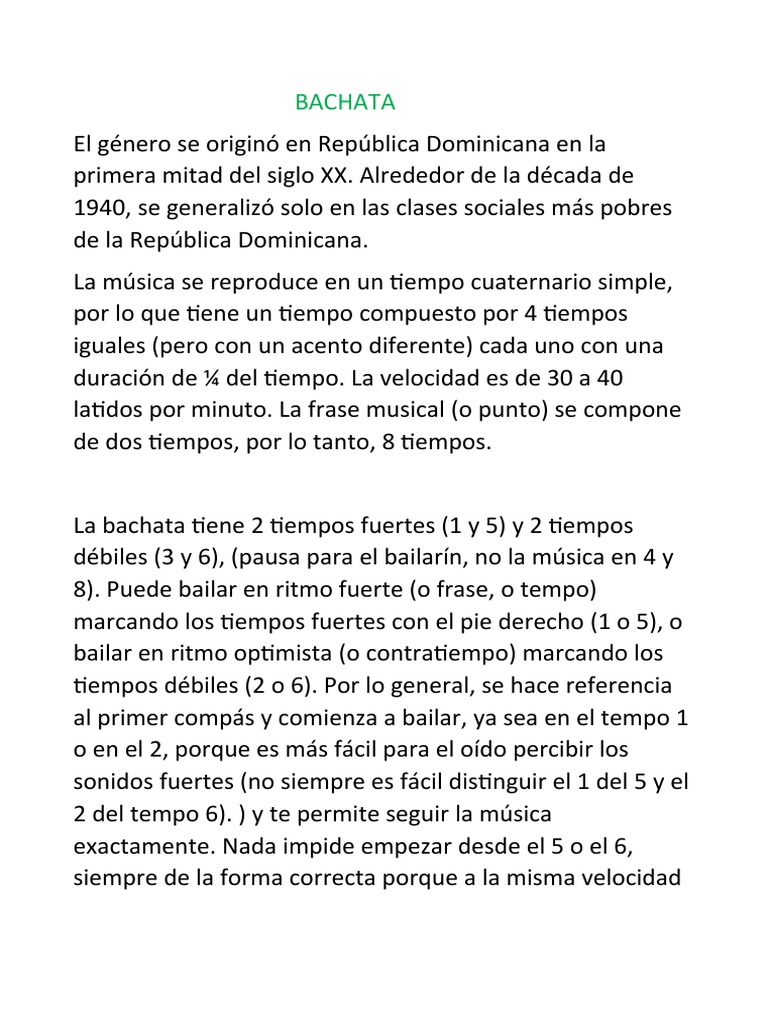 Bachata | PDF | Ritmo | Tempo