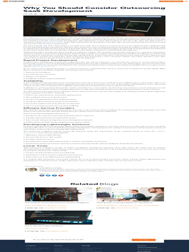 Why You Should Consider Outsourcing SaaS Development | PDF | Business | Technology & Engineering