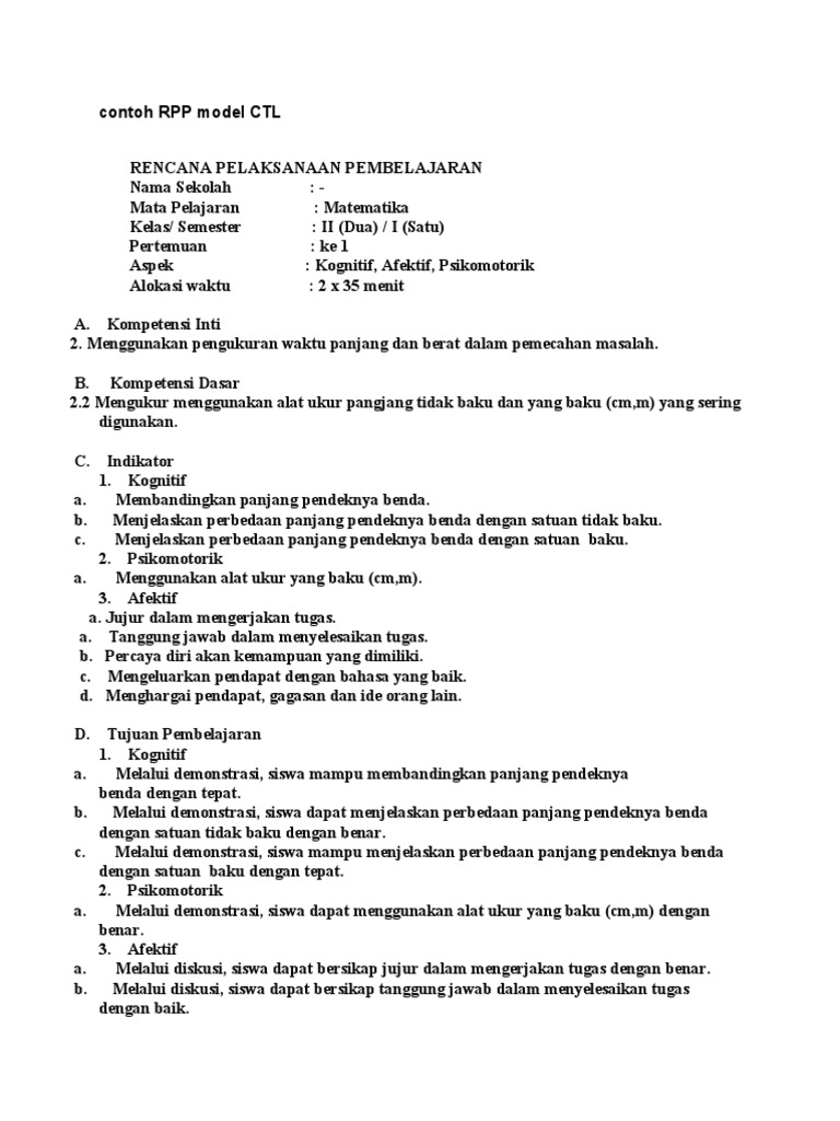 Contoh RPP Model CTL | PDF