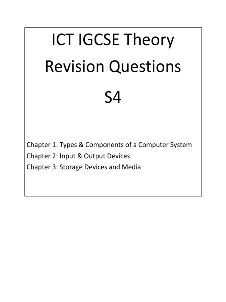 ICT IGCSE Theory Revision Questions s4 | PDF | Computer Data Storage | Personal Computers