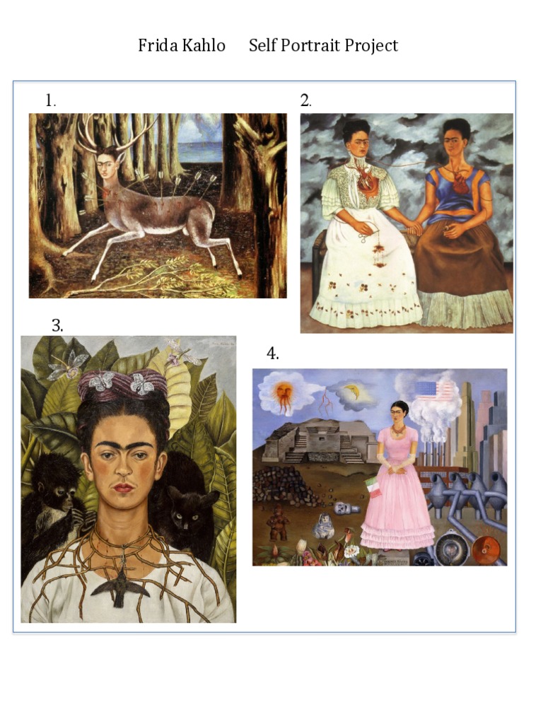 Frida Kahlo Self Portrait Project Spanish and Art | PDF | Paintings