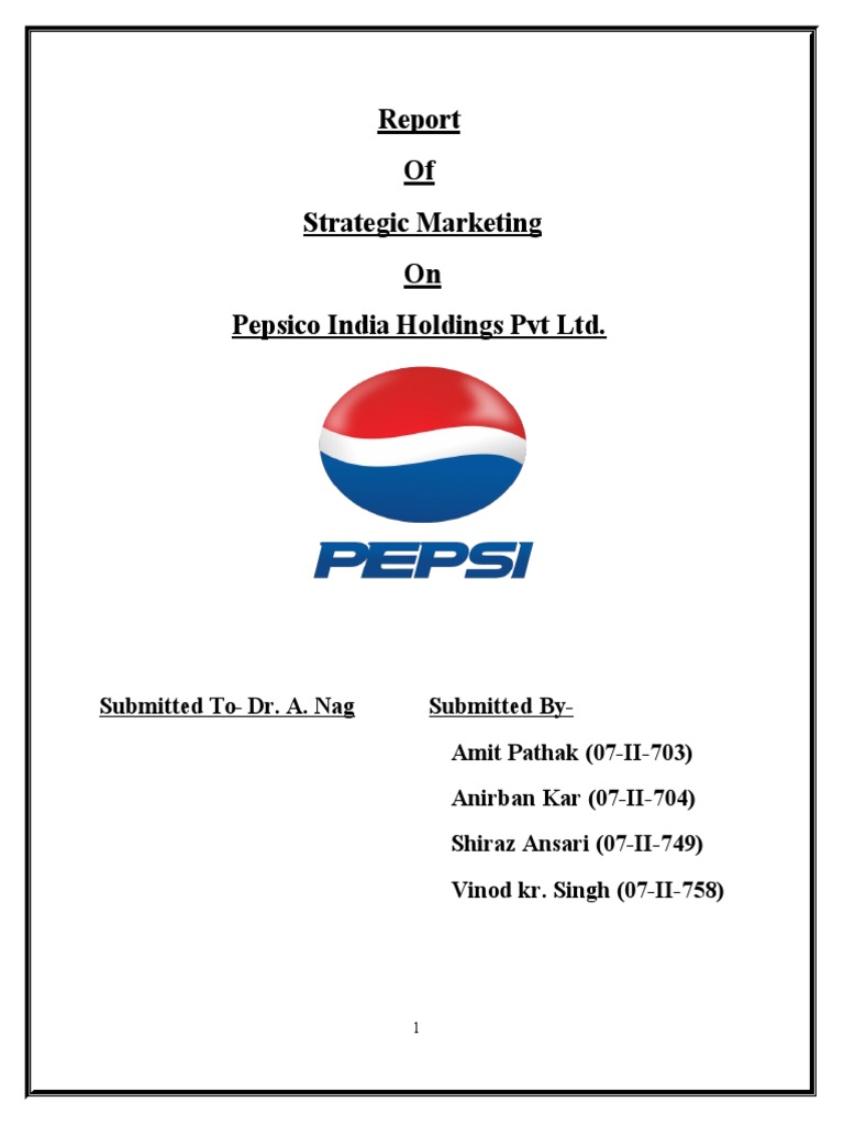 Final Pepsi Report | PDF | Pepsi Co | Pepsi