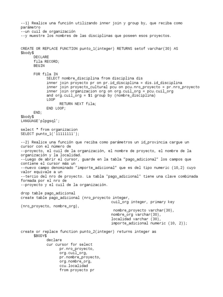 Funciones y Triggers en PL/pgSQL | PDF | Bases de datos | Gestión de datos