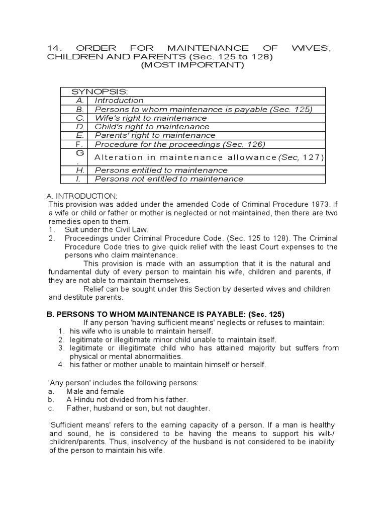 Sec 125 To 148 CRPC | PDF | Divorce | Wife