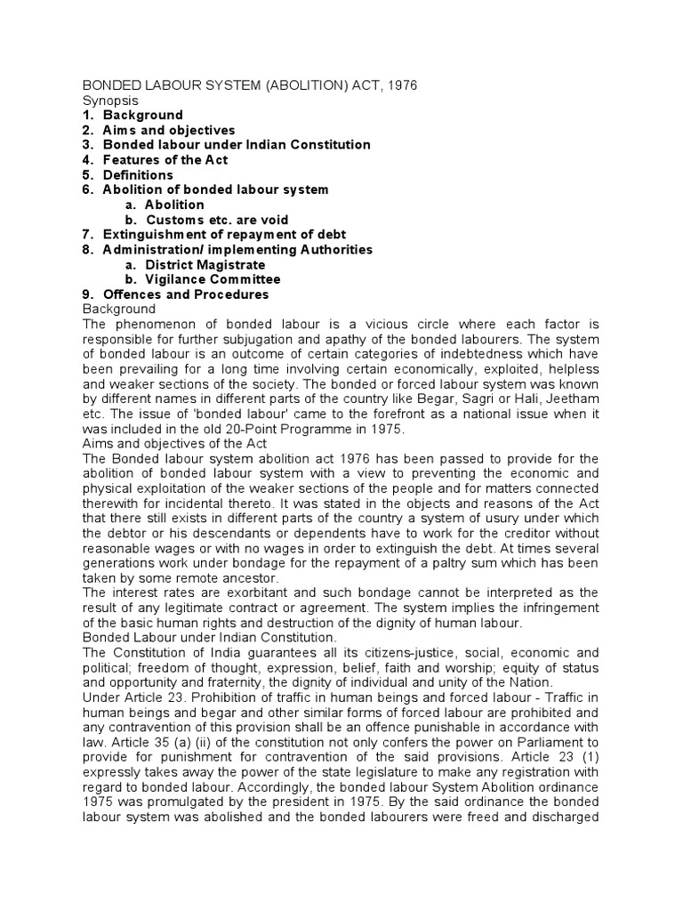 Bonded Labour System | PDF | Mortgage Law | Lien