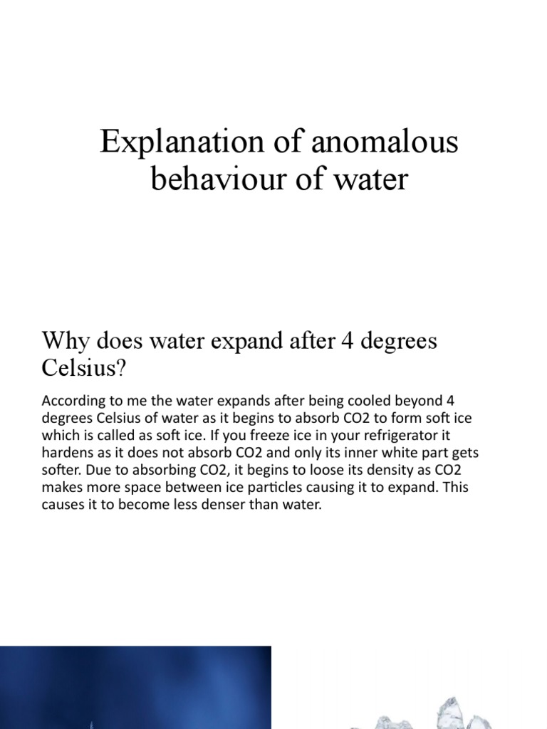 Explanation of Anomalous Behaviour of Water | PDF
