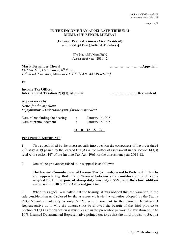 Cheryl Maria Fernandes 50C | PDF | Capital Gains Tax | Valuation (Finance)