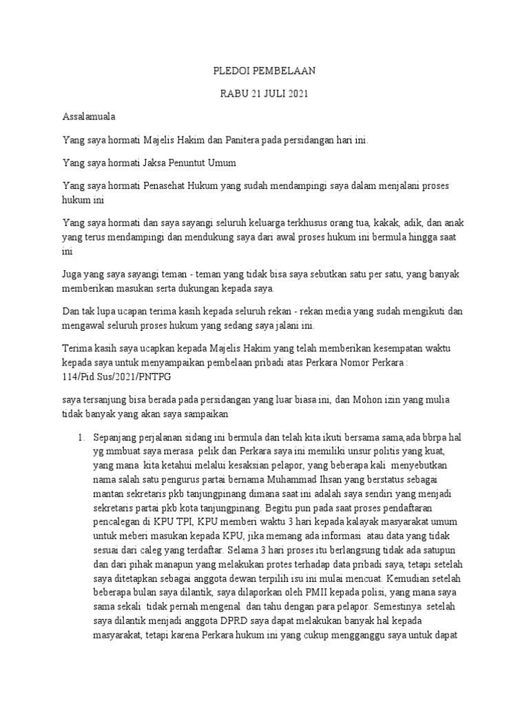 Pledoi Pembelaan | PDF