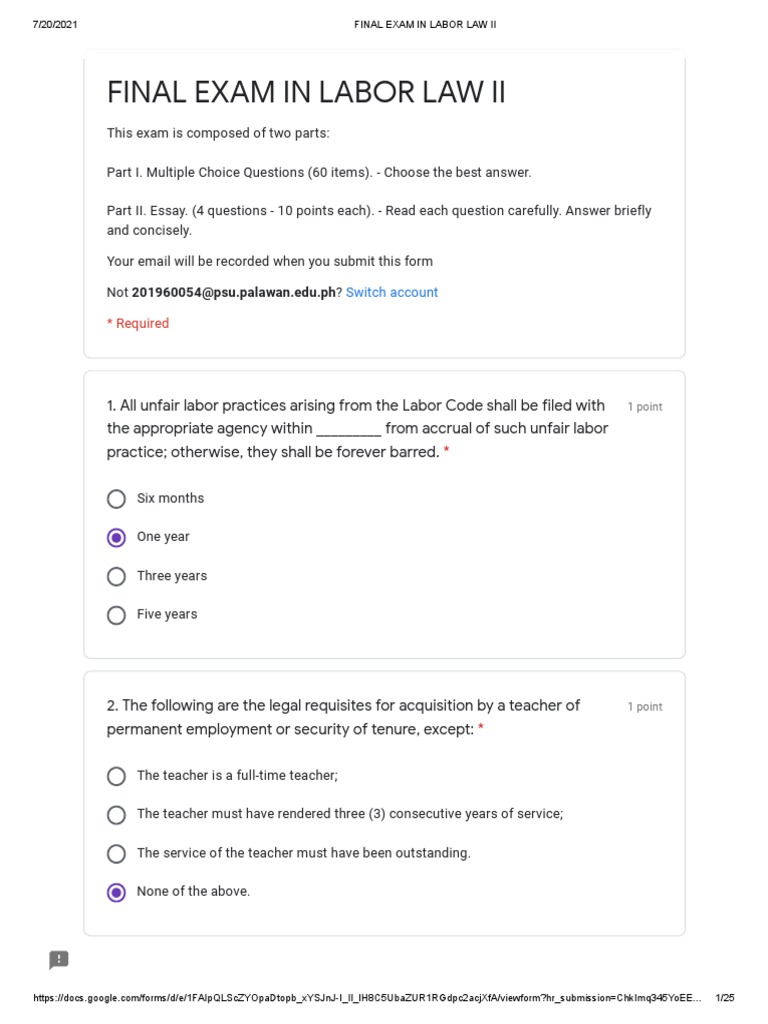 Labor Law II Final Exam | PDF | Strike Action | United States Labor Law