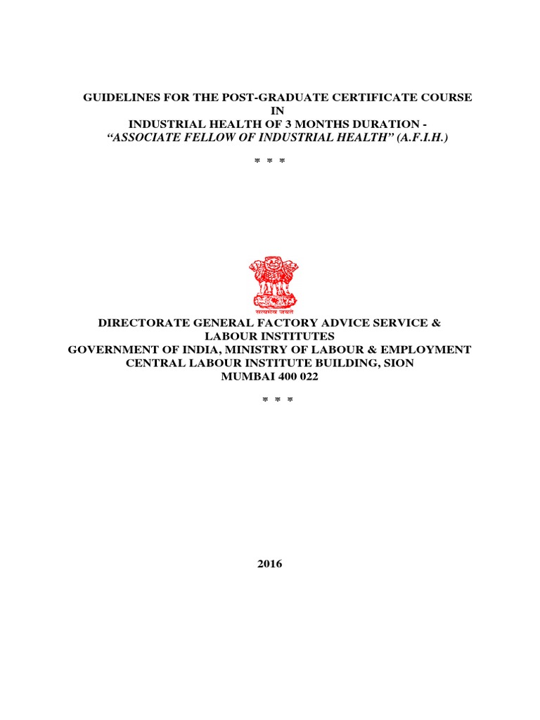 Microsoft Word - AFIH GUIDELINES - 1 | PDF | Occupational Safety And ...