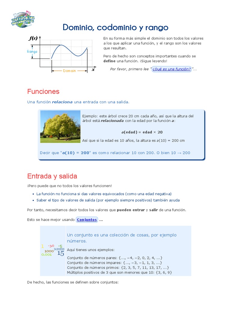 Dominio, Codominio y Rango | PDF | Dominio de una función | Función ...