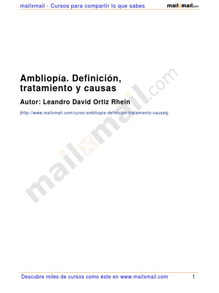 Ambliopia Definicion Tratamiento Causas 24335 | PDF | Percepción visual ...