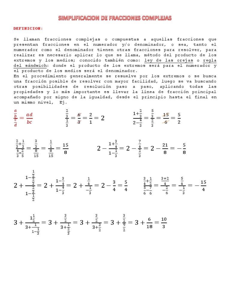 Simplificacion de Fracciones Complejas | PDF