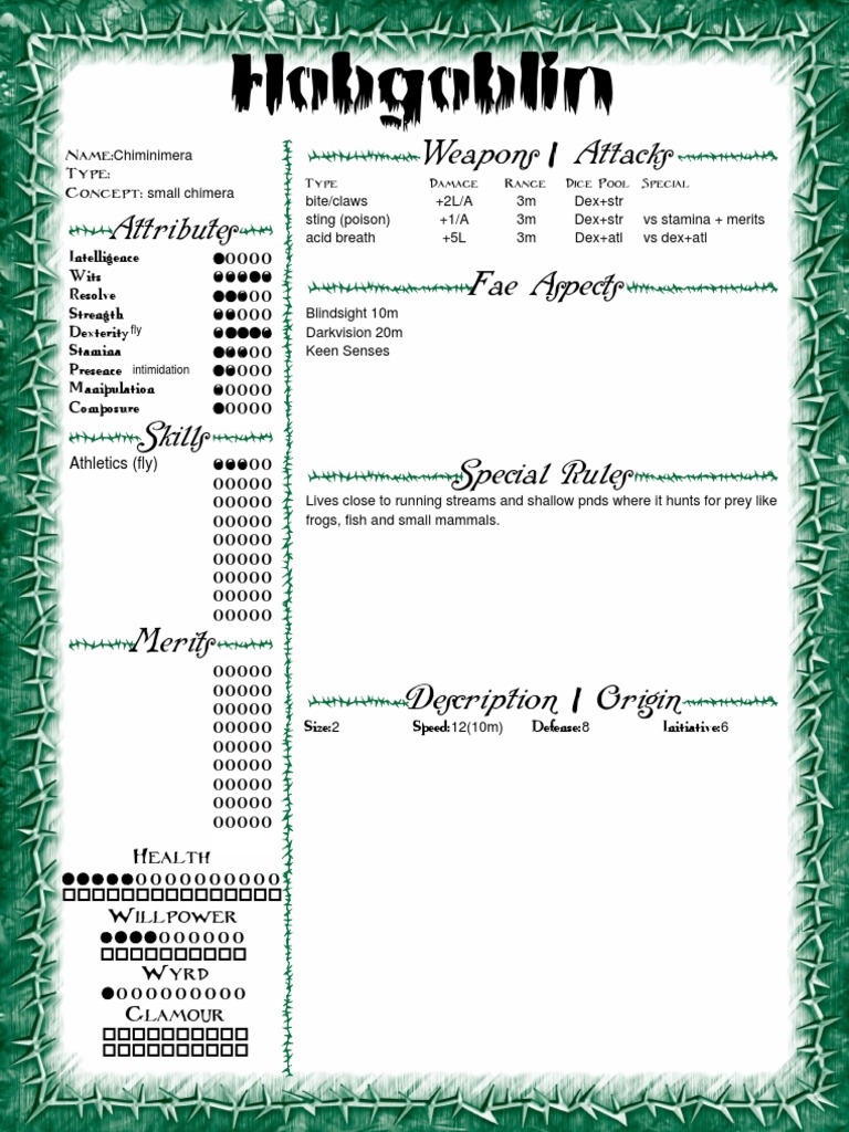 Hobgoblin: Weapons Attributes Fae Aspects | PDF | Zoology | Leisure