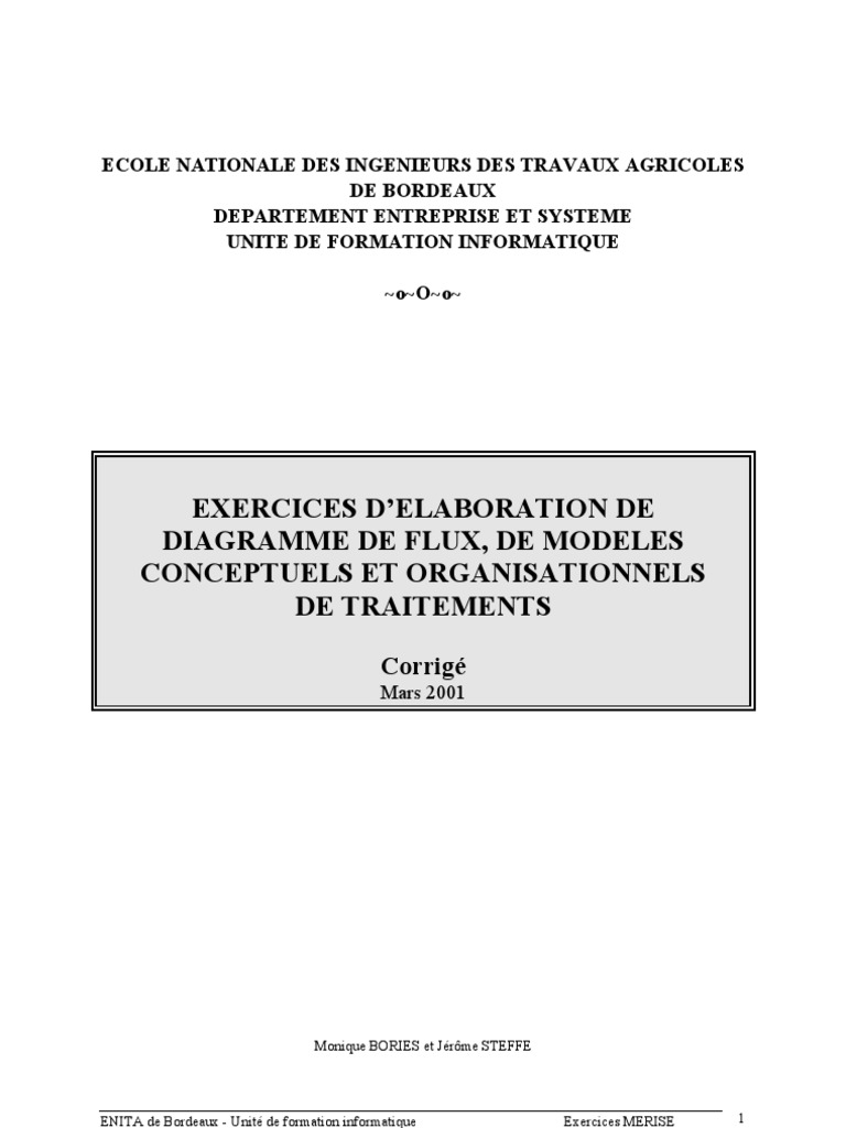 Merise - Exercices Flux - MCT - MOT - Corrigés | PDF | Facture ...