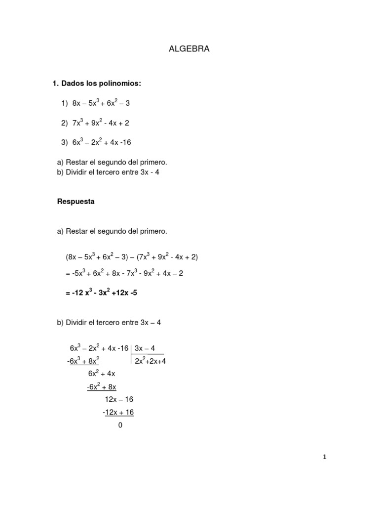 Ejercicios de Algebra Resueltos | PDF