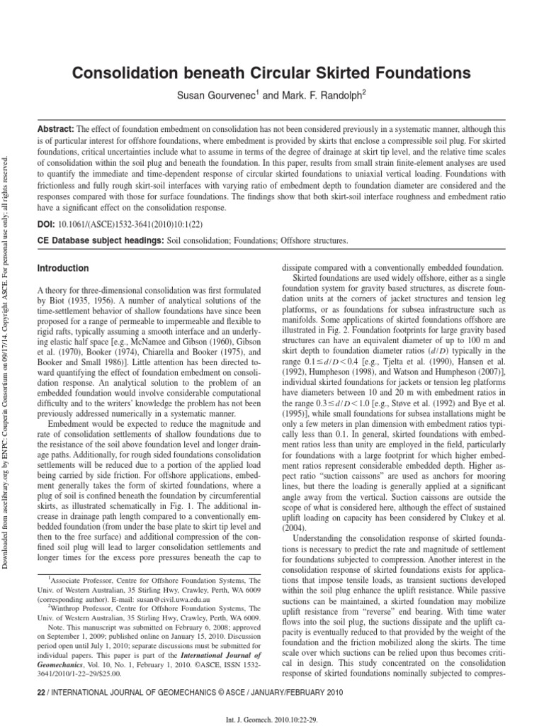 Consolidation Beneath Circular Skirted Foundations | Download Free PDF ...