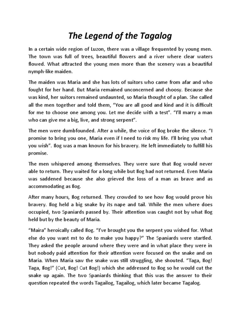 The Legend of Tagalog Origins | PDF