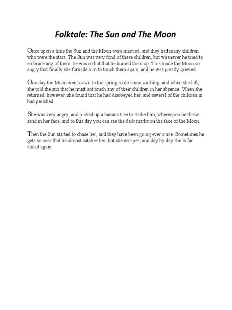 Folktale - The Sun and The Moon | PDF | Poetry