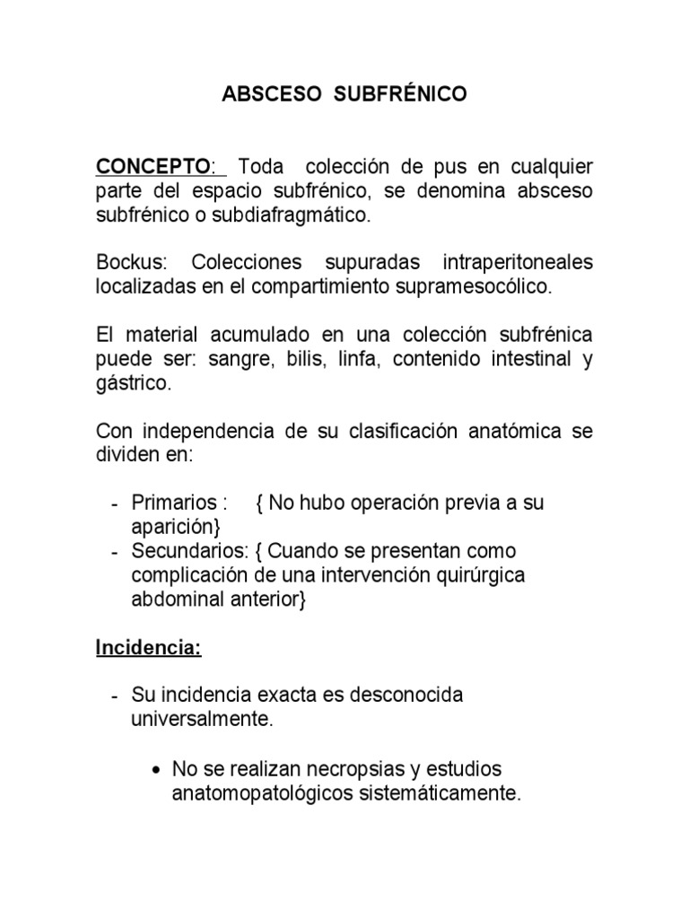 Absceso Subfrénico: Diagnóstico y Causas | PDF | Hígado | Peritoneo