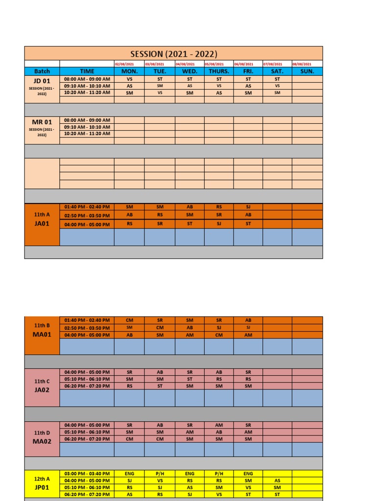 Class Schedule for Students | PDF