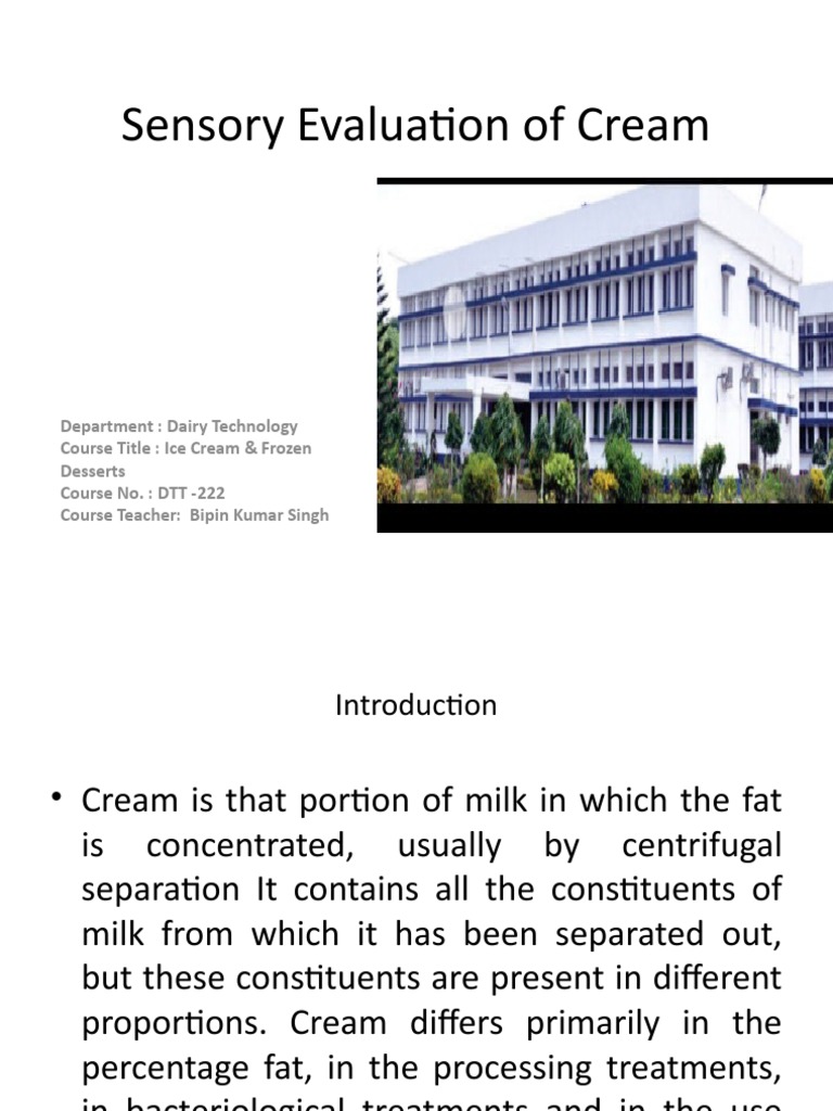 Sensory Evaluation of Cream | PDF | Cream | Milk