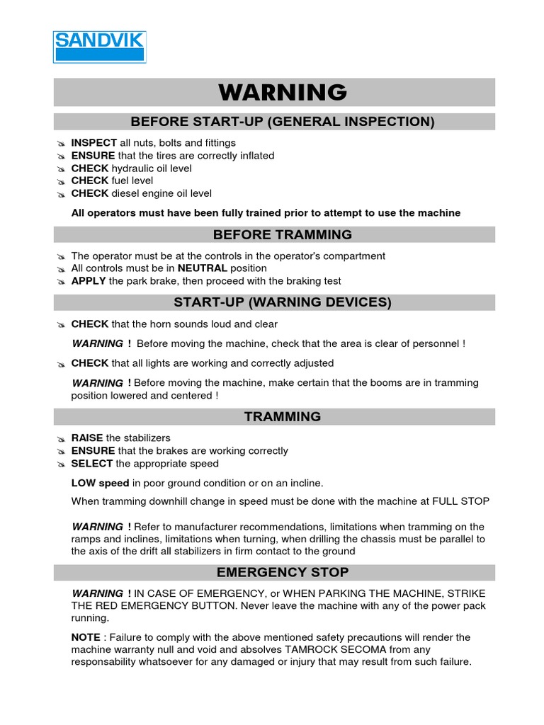 Warning: Before Start-Up (General Inspection) | PDF | Technology ...