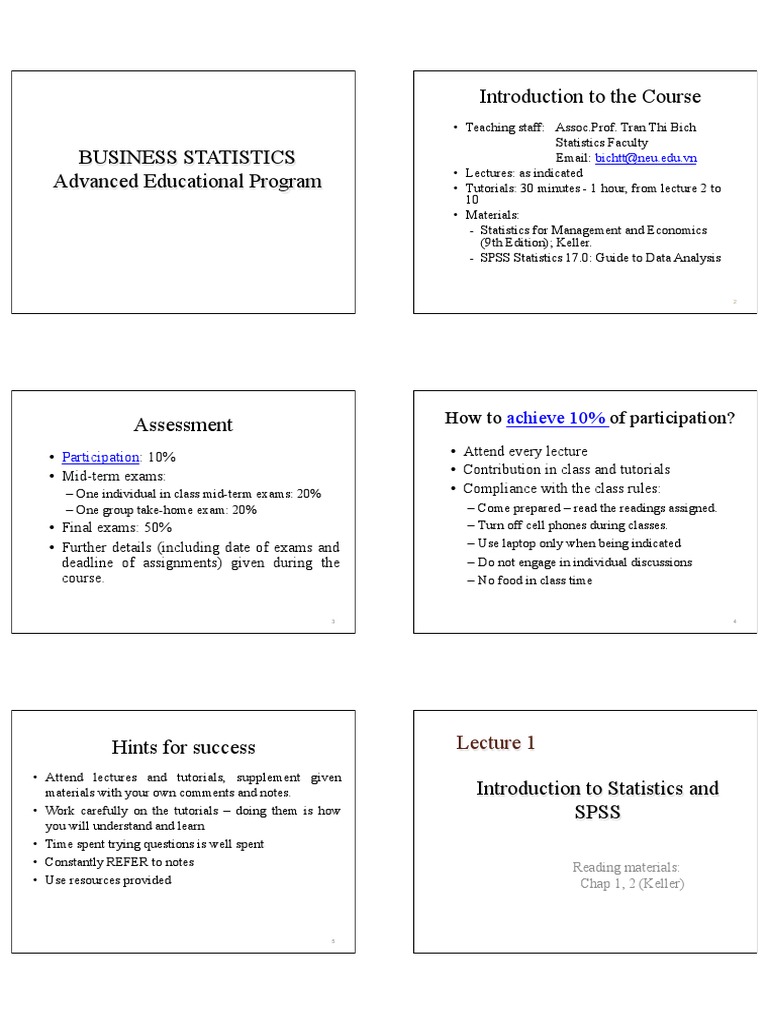 Lecture 1 - Introduction - Statistic Business | PDF | Level Of Measurement | Statistics