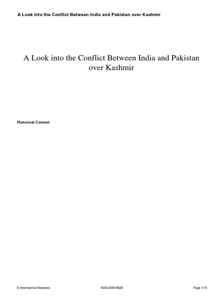 A Look Into The Conflict Between India and Pakistan Over Kashmir | PDF