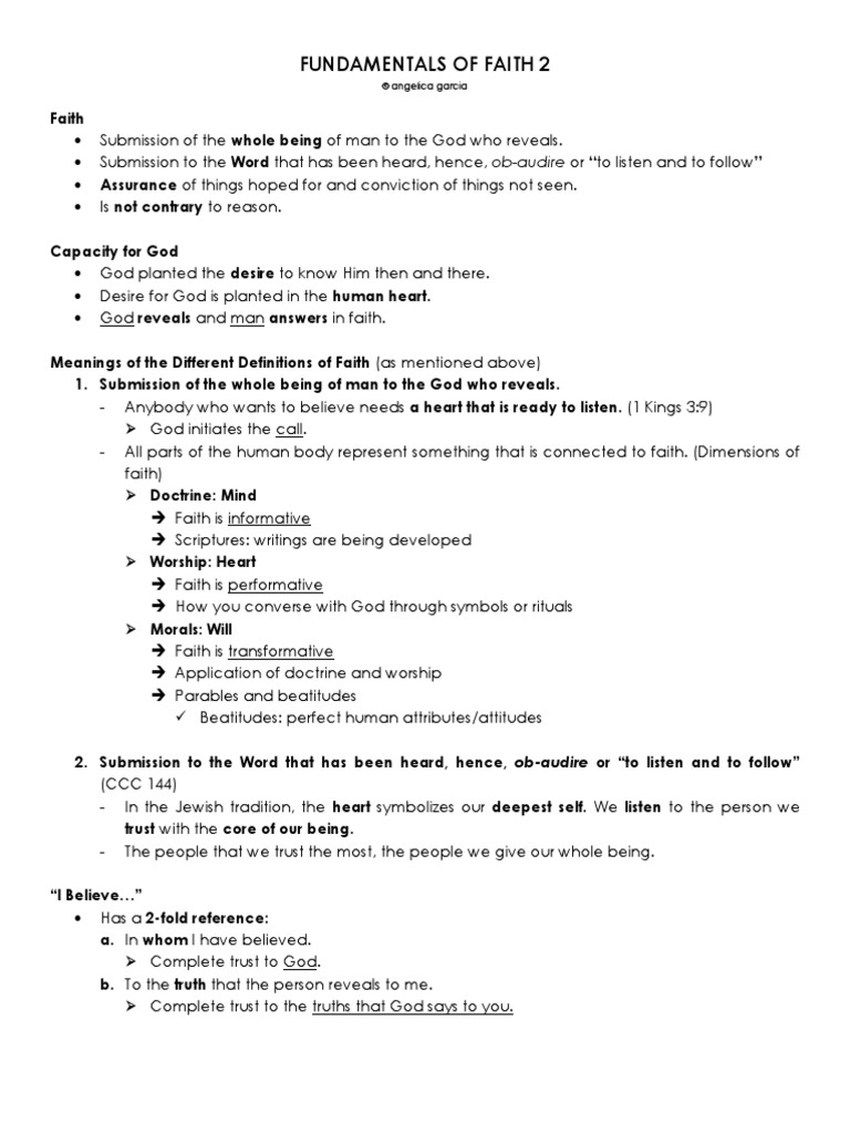 Fundamentals of Faith 2: © Angelica Garcia | PDF | Genesis Creation ...