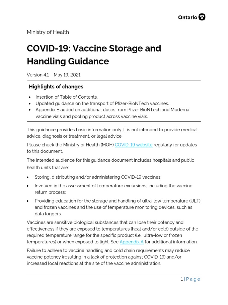 Vaccine Storage Handling Pfizer Moderna | PDF | Vaccines | Refrigerator