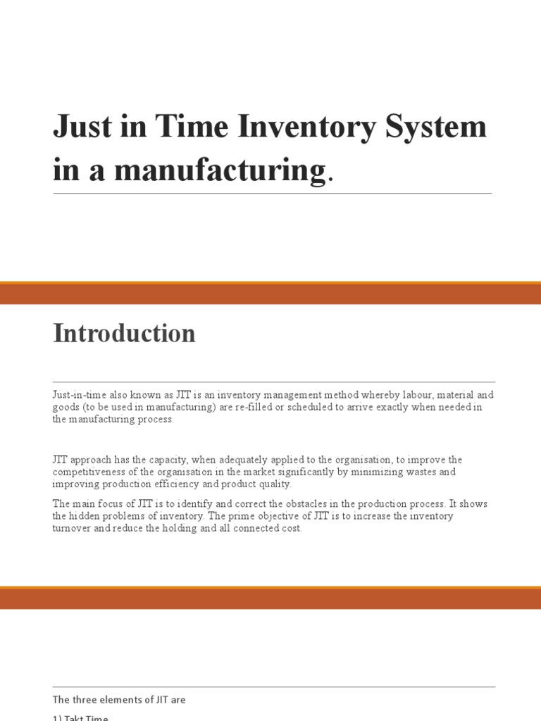 Just-in-Time Inventory Management Overview | PDF