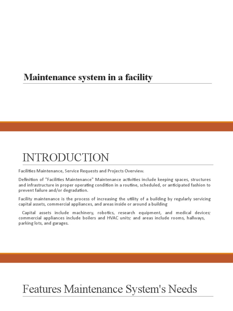 Maintenance System in A Facility | PDF