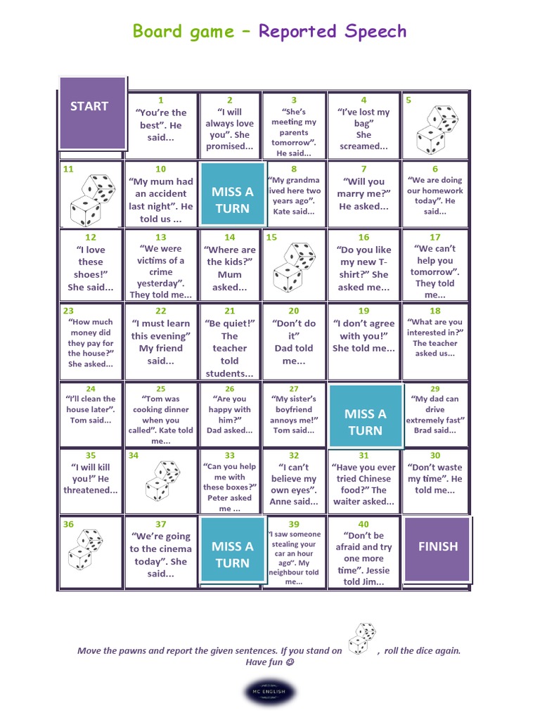 Board Game - : Reported Speech | Download Free PDF | Violence